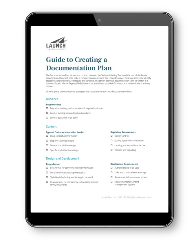Documentation Planning Guide | Medical Device Product Launch